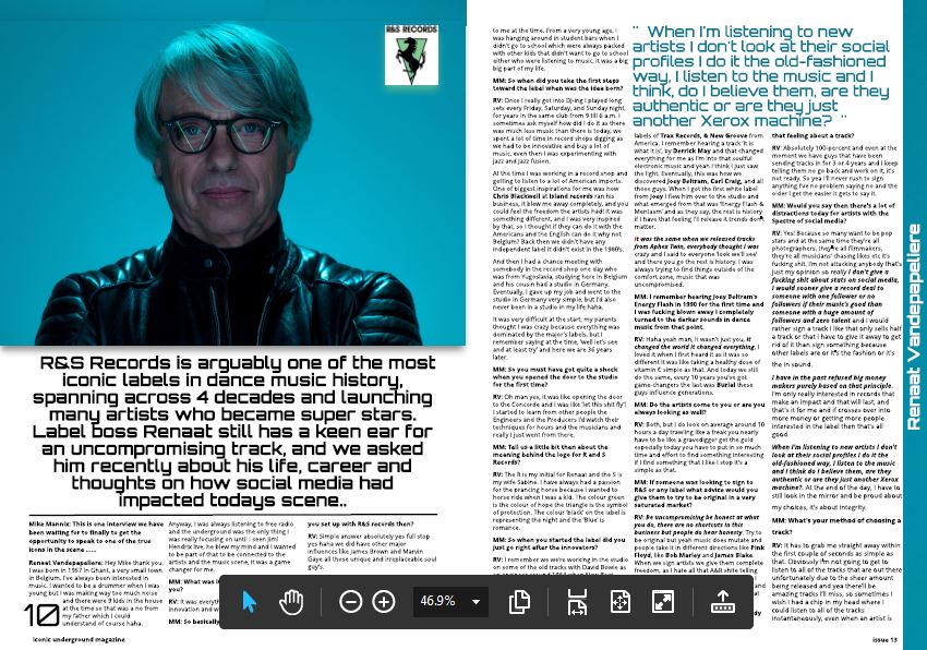 R&S RECORDS EXCLUSIVE INTERVIEW – Iconic Underground Magazine
