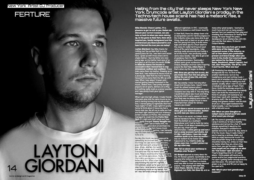Layton Giordani - Exclusive Feature Interview - Iconic Underground Magazine