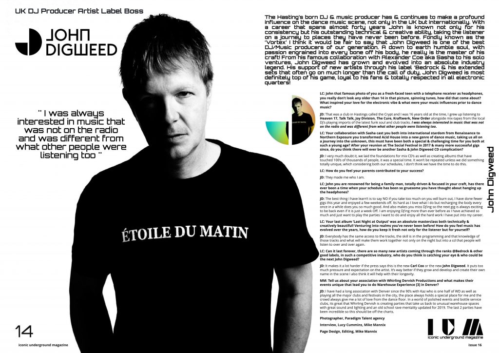 JOHN DIGWEED - EXCLUSIVE INTERVIEW - Iconic Underground Magazine